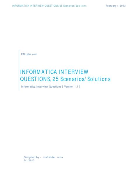Informatica Interview Questions Scenario Based Pdf Parameter
