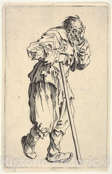 Art Print Bearded Man Artist Jacques Callot Created C1622