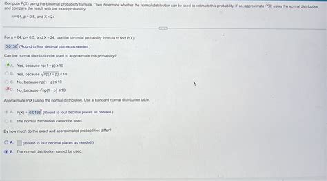 Solved Compute Px Using The Binomial Probability Formula