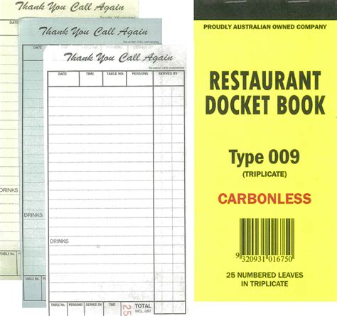 Okelly Docket Triplicate 10pc Brentcorp Foodservice And Bulk Barn