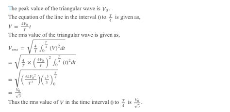 The Voltage Time Graph Of A Triangular Wave Having Peak Value Vo Is As Shown In Figure The