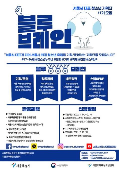 2022년 서울시 최대 청소년기획단 블루브레인 11기 모집 캠퍼스픽