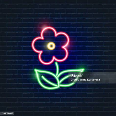 생태 네온 아이콘 꽃 벡터 트렌디 한 색상 기호 친환경 플랫 사인 디자인에 빛나는 일러스트 기호 꽃 식물에 대한 스톡 벡터 아트 및 기타 이미지 Istock