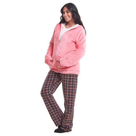 Women Winter Pajama 3 Pcs Set Simon Sweatshirt Off White Top Pink X