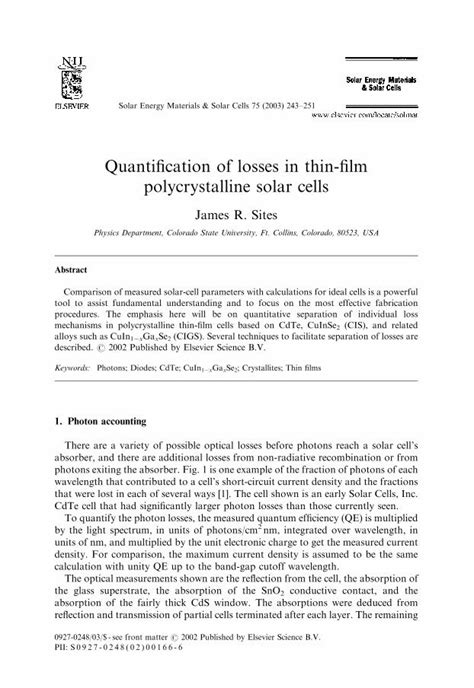 Pdf Quantification Of Losses In Thin Film Polycrystalline Solar Cells Dokumentips