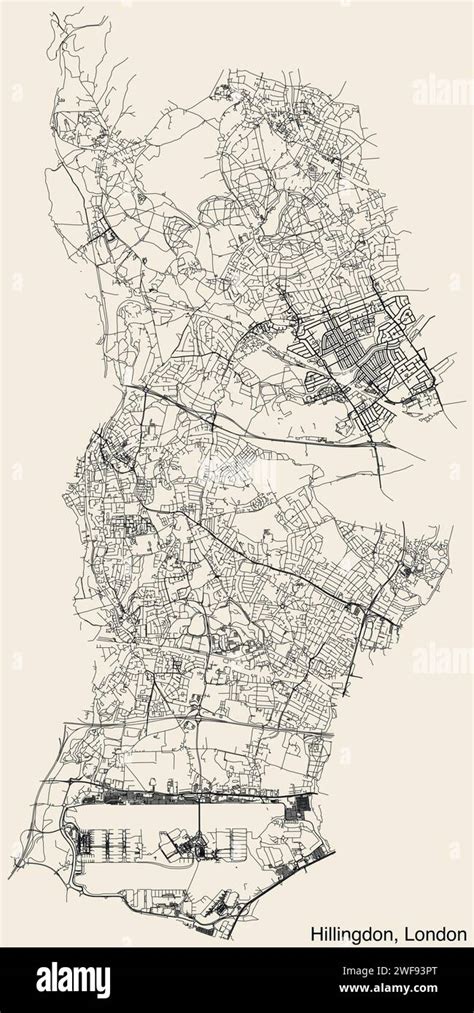 Street Roads Map Of The Borough Of Hillingdon London Stock Vector