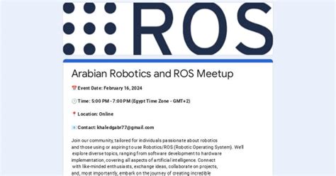 Khaled Gabr On Linkedin Arabian Robotics And Ros Meetup