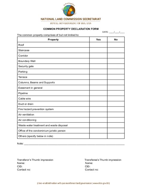 Fillable Online Common Property Declaration Form Fax Email Print