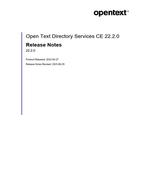 opentext directory services 22 2 0 release notes pdf java