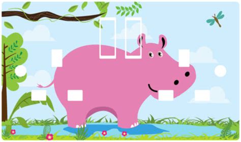 Jungle Hippo Light Switch And Power Socket Sticker Skin Decal Vinyl Cover