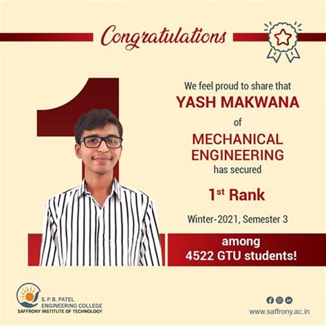 Institute Updates Degree Gtu Topper Heartfelt Congratulations To