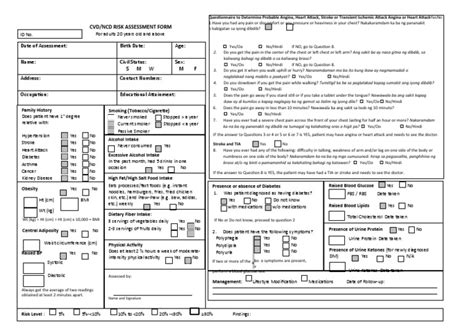 Facility Risk Assessment Form V2 Pdf Diabetes Myocardial Infarction