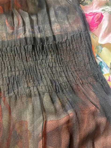 Antique Black Sheer Silk Chiffon Nightgown Dress Gem