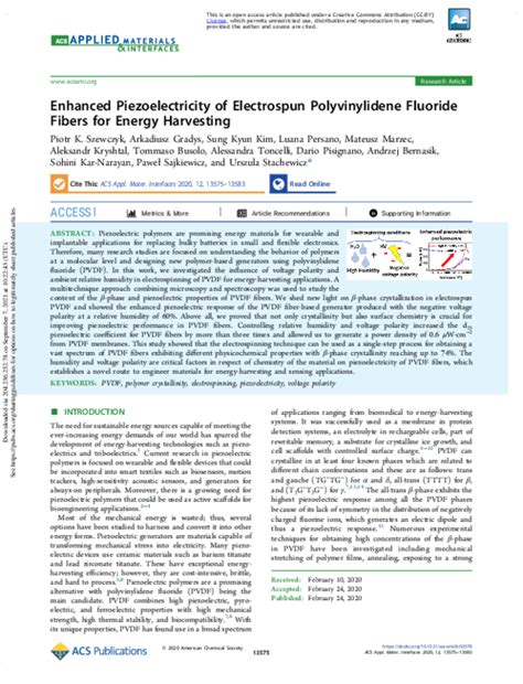 Pdf Enhanced Piezoelectricity Of Electrospun Polyvinylidene Fluoride