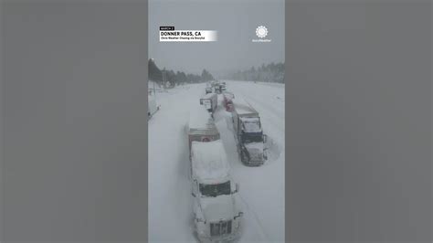 Drone Footage Trucks Trapped In Snow In California Youtube