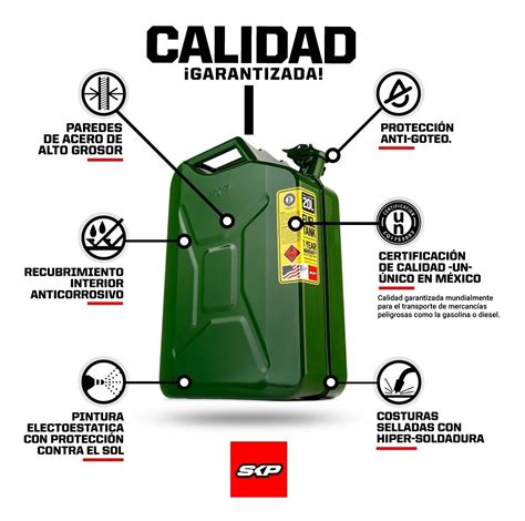 Tanque Bidon L Gasolina Metalico Verde Skp Jeep Rzr Meses Sin Intereses