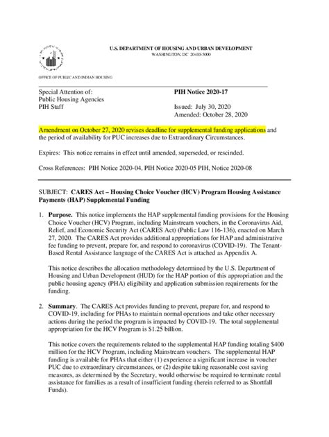 Fillable Online Special Attention Of Pih Notice 2020 17 Public Hous
