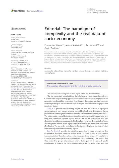 Pdf Editorial The Paradigm Of Complexity And The Real Data Of Socio Economy