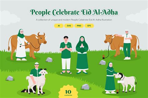 La Gente Celebra Eid Al Adha Illustration Pack 10 Free Download