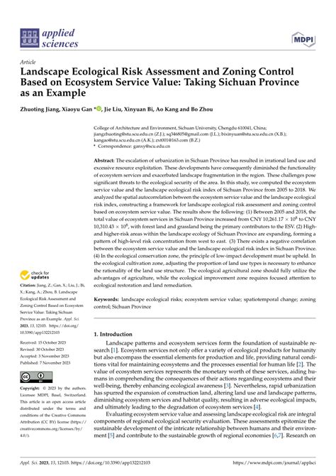 Pdf Landscape Ecological Risk Assessment And Zoning Control Based On Ecosystem Service Value