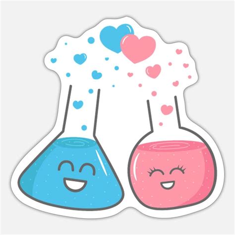 Weve Got Chemistry Cute Flasks In Love Sticker Spreadshirt Science Stickers Love