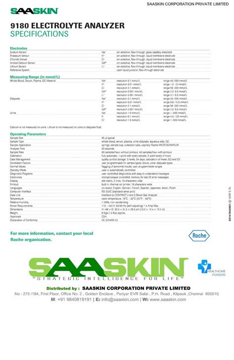 Roche 9180 Electrolyte Analyzer At Best Price In Chennai By Saaskin