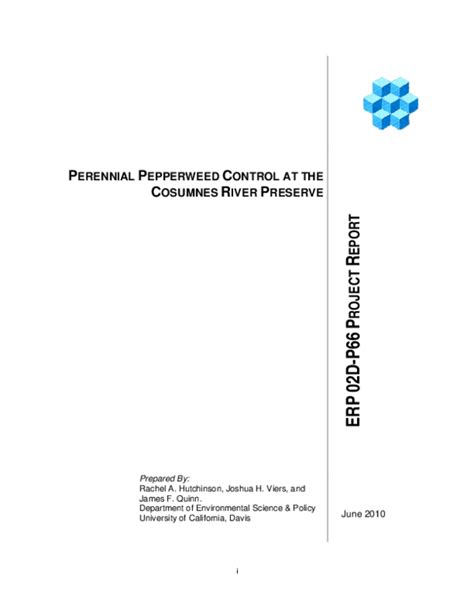 Pdf Perennial Pepperweed Control At The Cosumnes River Preserve
