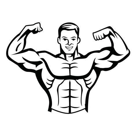 Body Builder Black And White Illustration 14563951 Vector Art At Vecteezy