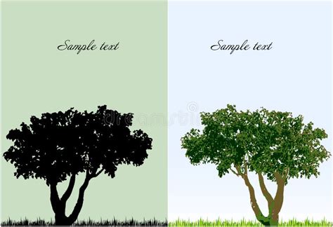 Two Background With Tree With Grass Vector Stock Vector Illustration Of Contour Clip