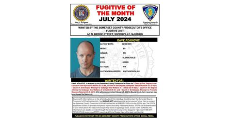Somerset County Prosecutors Office Fugitive Of The Month Somerville