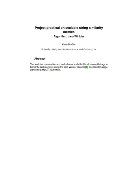 Similarity Filters Jaro Winkler Pdf Computing Systems Science