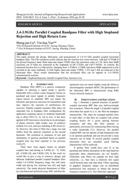 34 39ghz Parallel Coupled Bandpass Filter With High Stopband