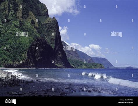 Beach At Remote Wailau Valley Along Molokais Spectacular North Shore