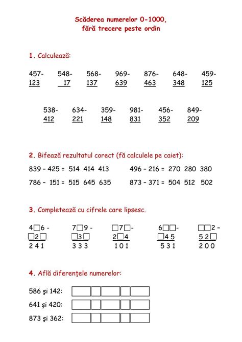 Scaderi Fara Trecere Peste Ordin Worksheet Worksheets Workbook School Subjects