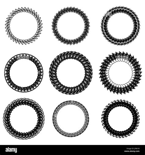 Set Of Decorative Circle Frames Isolated On White Backgrond Stock