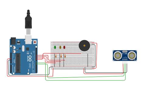 Circuit Design 3 Pin With 3 Led Sonic Sensor Tinkercad