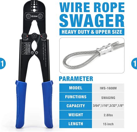 Wire Rope Swager For 364 18 Aluminum End Sleeve With Cutter