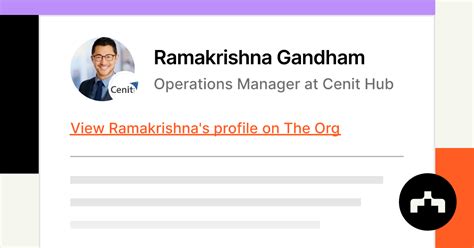 Ramakrishna Gandham Operations Manager At Cenit Hub The Org