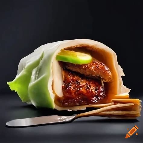 Peking Duck Cucumber Burger With Iceberg Lettuce Wrap On Craiyon