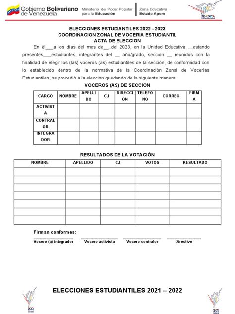 Acta De Elecciones 0be Pdf Elecciones Gobierno