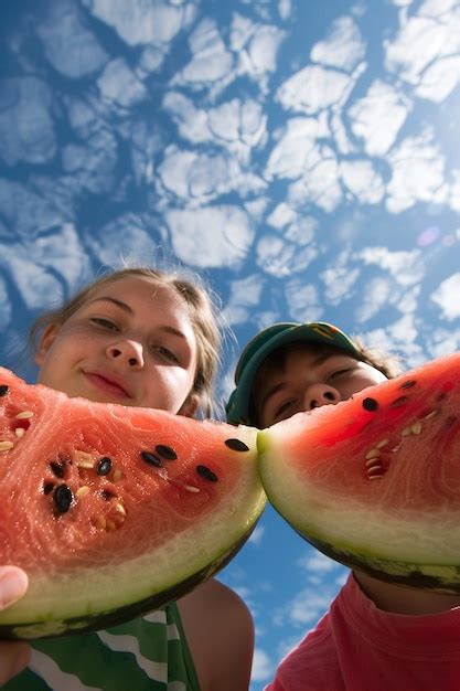 Porträt Einer Person Die Eine Wassermelone Isst Ki Generiertes Bild