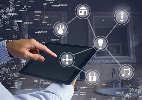 Tablet Held By Hand Displaying Smart Home Interface And Connections