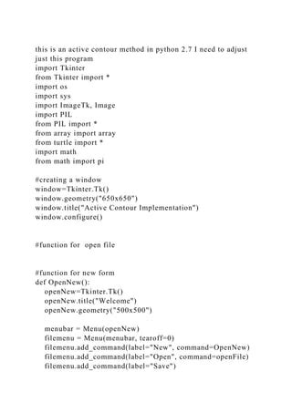 This Is An Active Contour Method In Python I Need To Adjust Just Docx