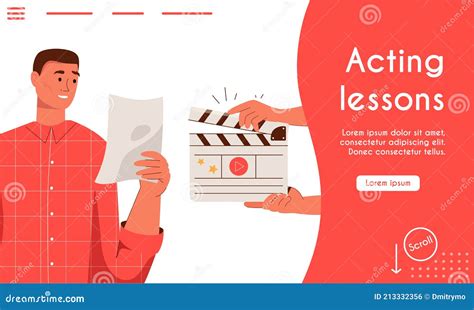 Vector Landing Page Of Acting Lessons Concept Stock Vector