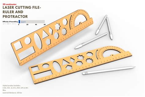 Ruler And Protractor Laser Cutting File