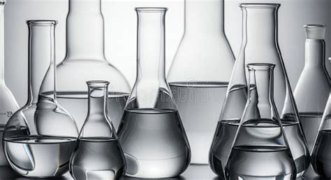 Laboratory Glassware Assortment Of Clear Flasks And Beakers Filled With