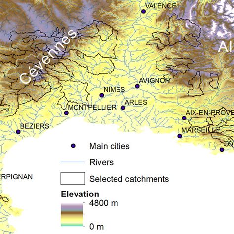 Map Of The Selected Catchments Download Scientific Diagram
