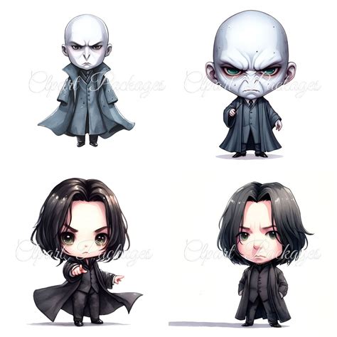 Chibi Wizard School Clipart Watercolor Cute Witch Illustration Sticker