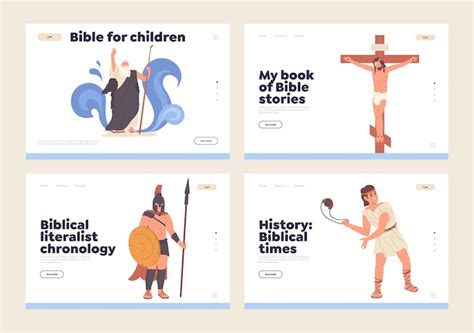 Premium Vector Set Of Landing Page For Website With Online Biblical