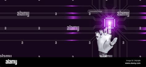 robotic hand activates the chip cpu for chat with ai through a